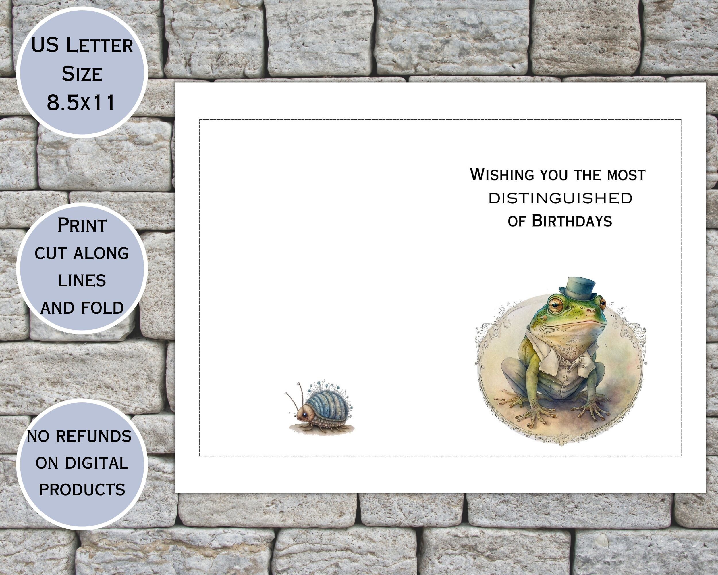 Birthday Card/ Frog Card/ Printable Greeting Card/ Distinguished Frog ...