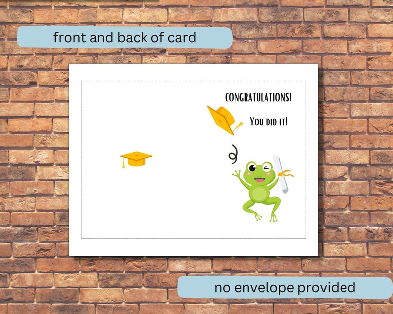 Graduation Card/ Printable Card/ Cute Frog Graduation/ - Etsy