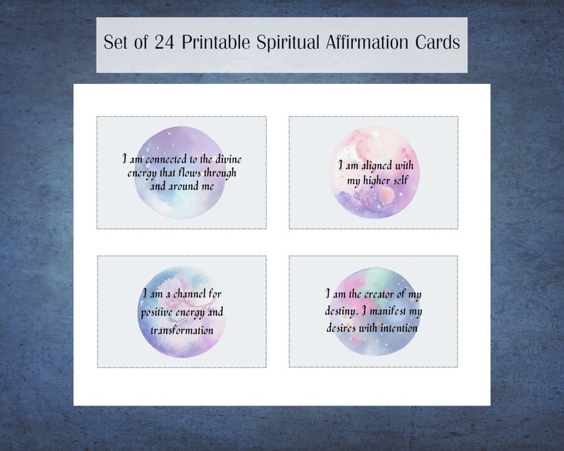 Spiritual Affirmation Cards - 24 Printable Cards - Positive ...