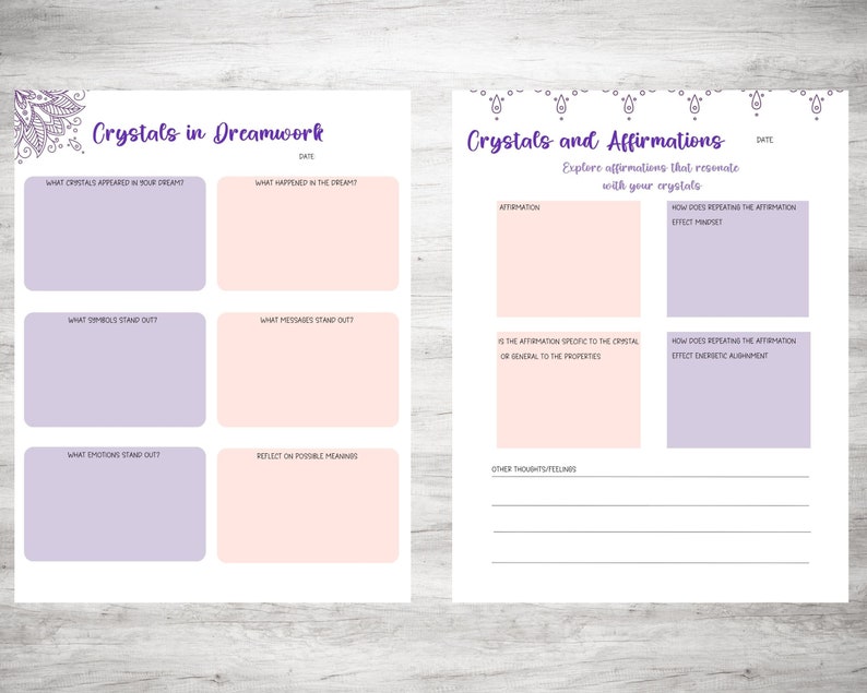 Printable 9 Page Crystal Journal -crystal Description Journal - Crystal ...