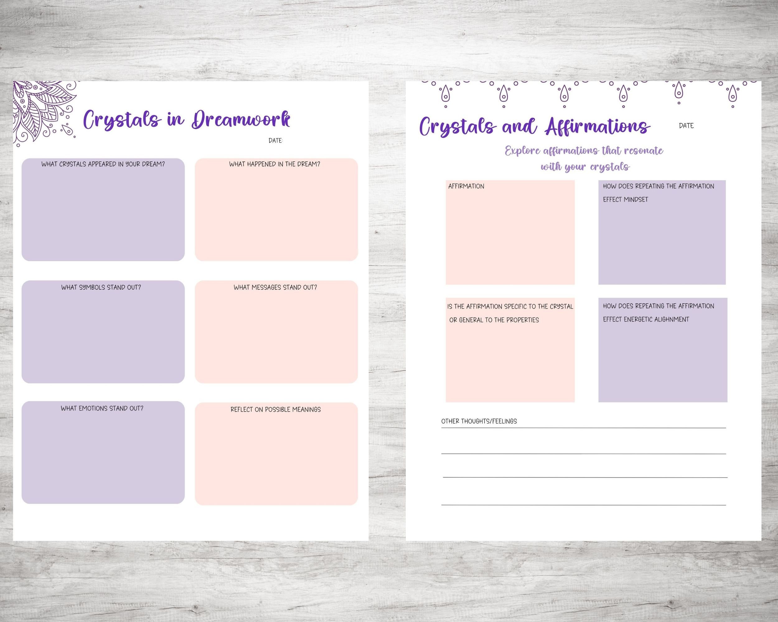 Printable 9 Page Crystal Journal -crystal Description Journal - Crystal ...