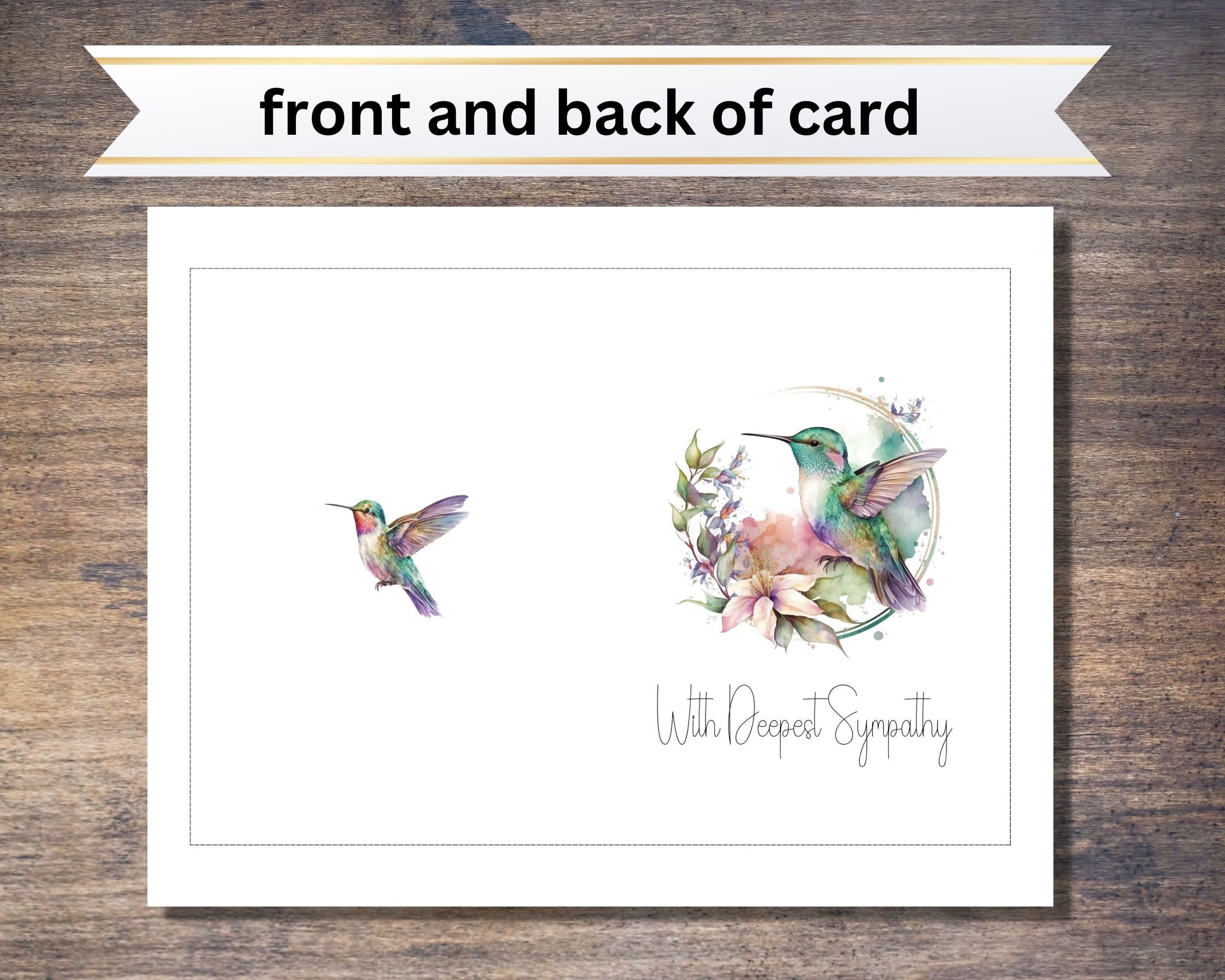 5x7 Printable Hummingbird Sympathy Card - Blank Greeting Card - - Etsy