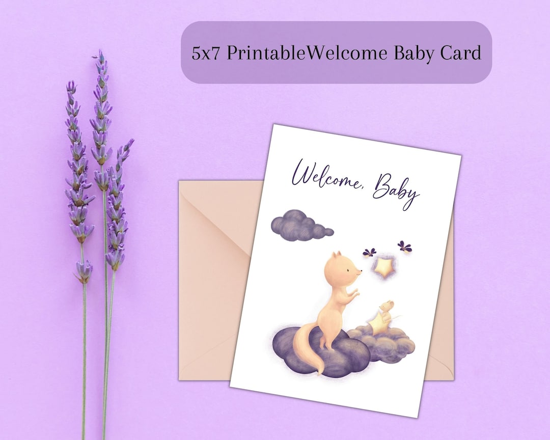 5x7 Printable Blank Welcome Baby Card - New Baby Greeting Card - Etsy
