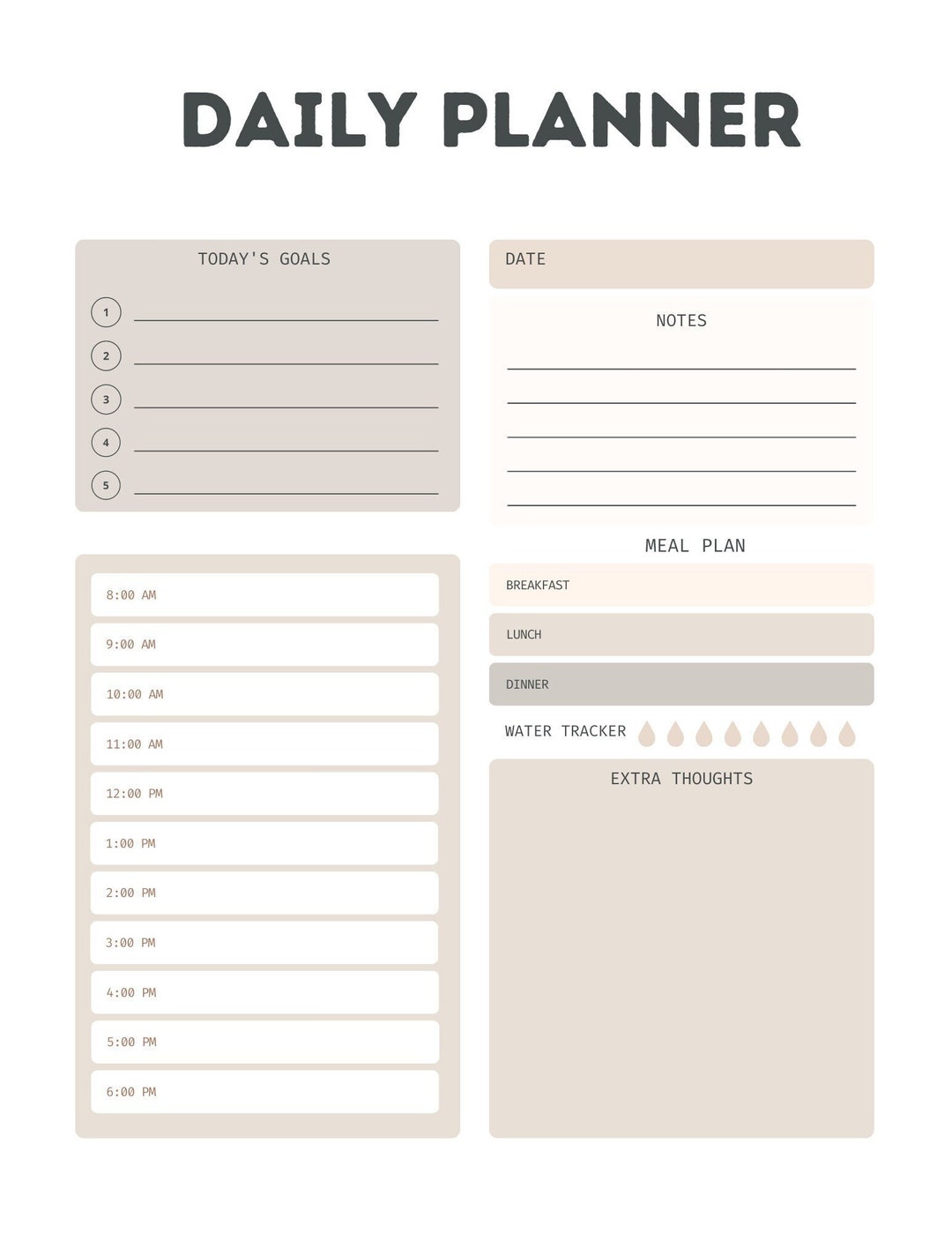 Digital Daily Planner, Printable Planner, Digital Schedule, to Do List ...