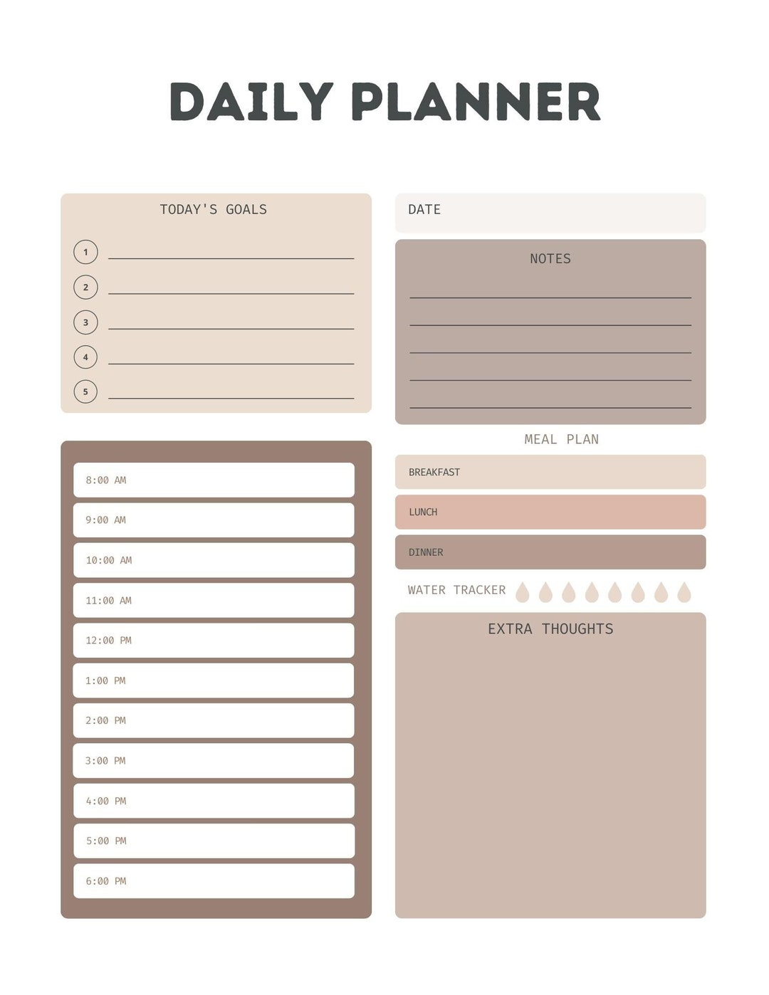 Daily Planner Printable, Instant Download, to Do List, Daily Schedule ...