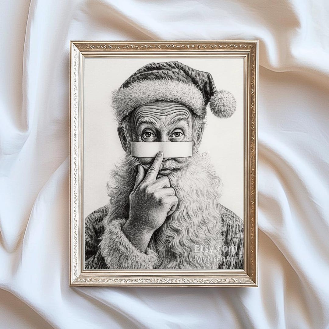 Smelly Christmas Bathroom Print, Nose Tape Santa Poster Funny Christmas ...