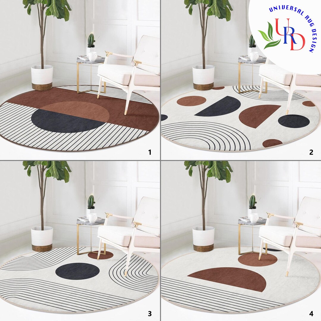 Abstract Circle Rug|geometric Onedraw Round Rug|non-slip Round Carpet ...