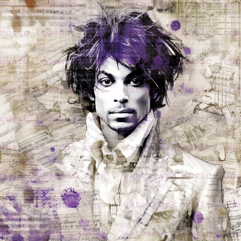 Prince Iconic Digital Collage Artworkdigital SVG/PNG Portrait - Etsy
