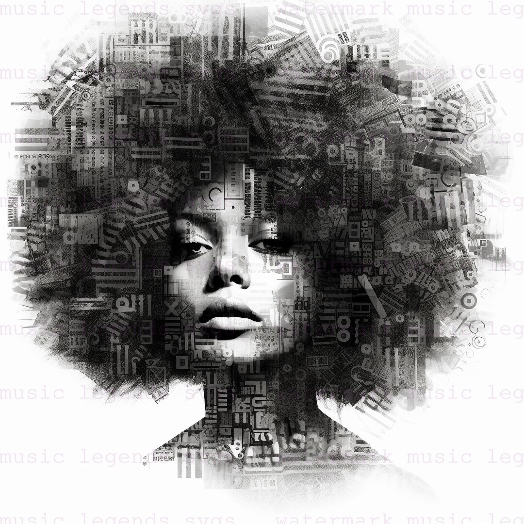 Typographical Art Portrait of Erykah Badu Digital SVG/PNG Portrait ...