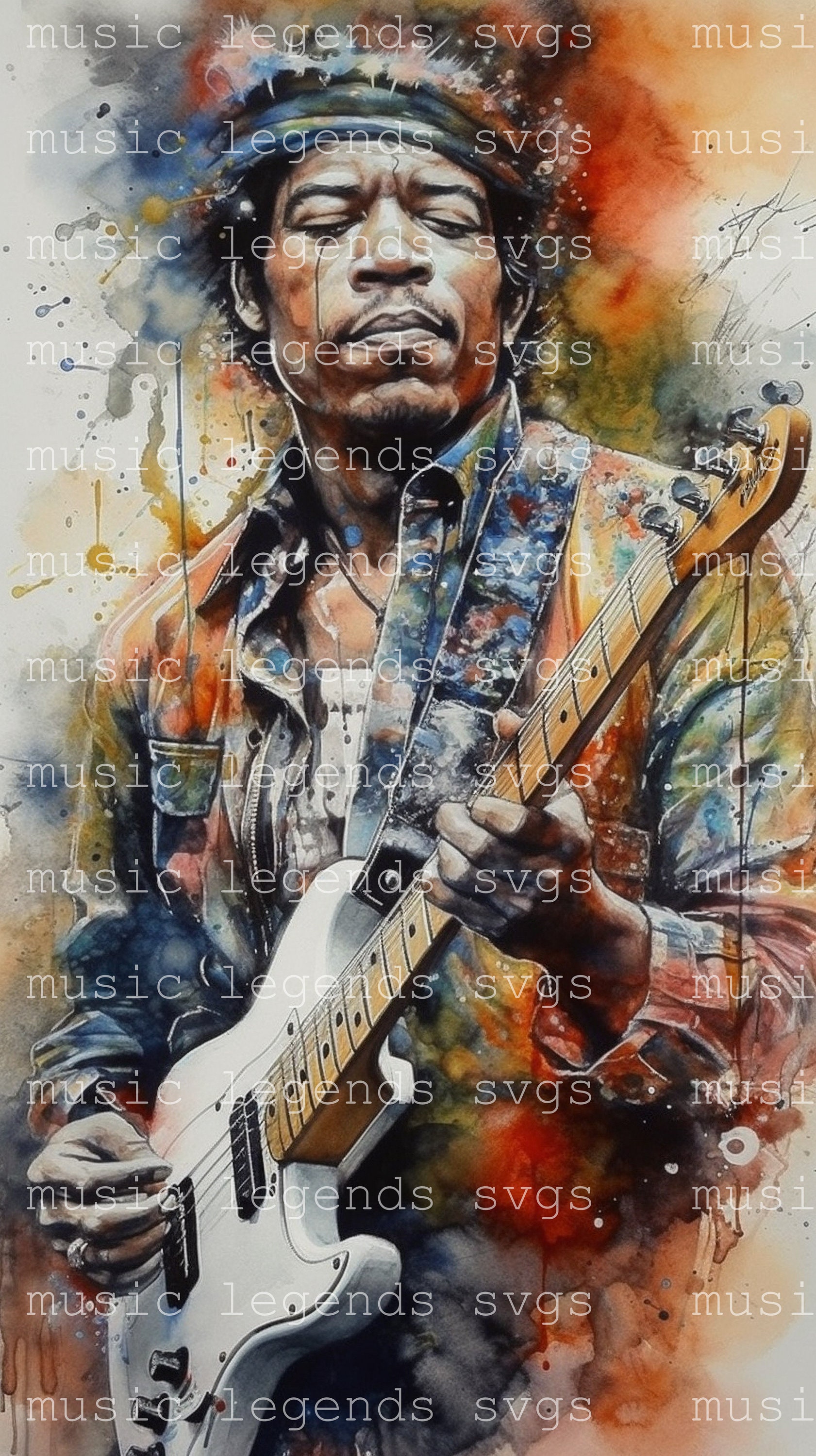 Jimi Hendrix Legendary Portrait Art Bundle Four Iconic Images - Etsy