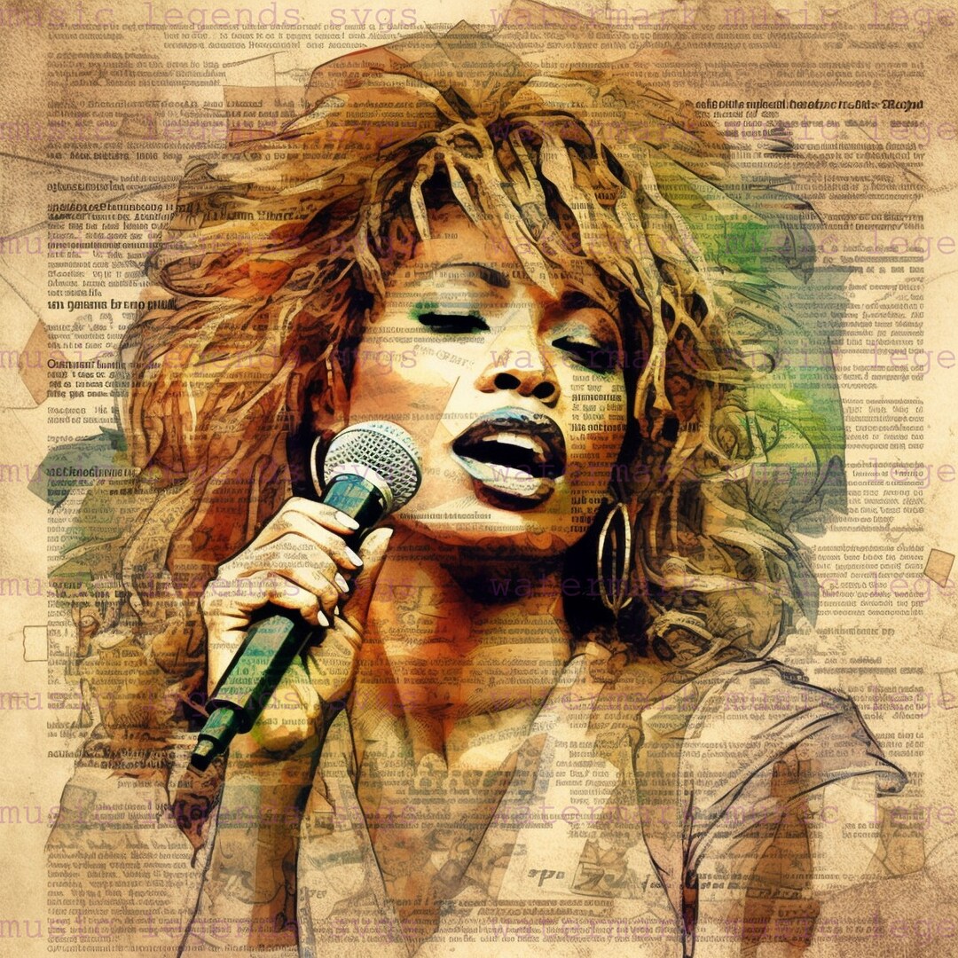 Soulful Rhythms Tina Turner Digital Portrait Artwork SVG/PNG Portrait ...