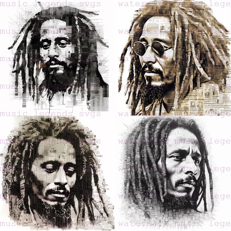 Bob Marley SVG Artwork Bundle for Music Lovers, Digital Artwork - Etsy