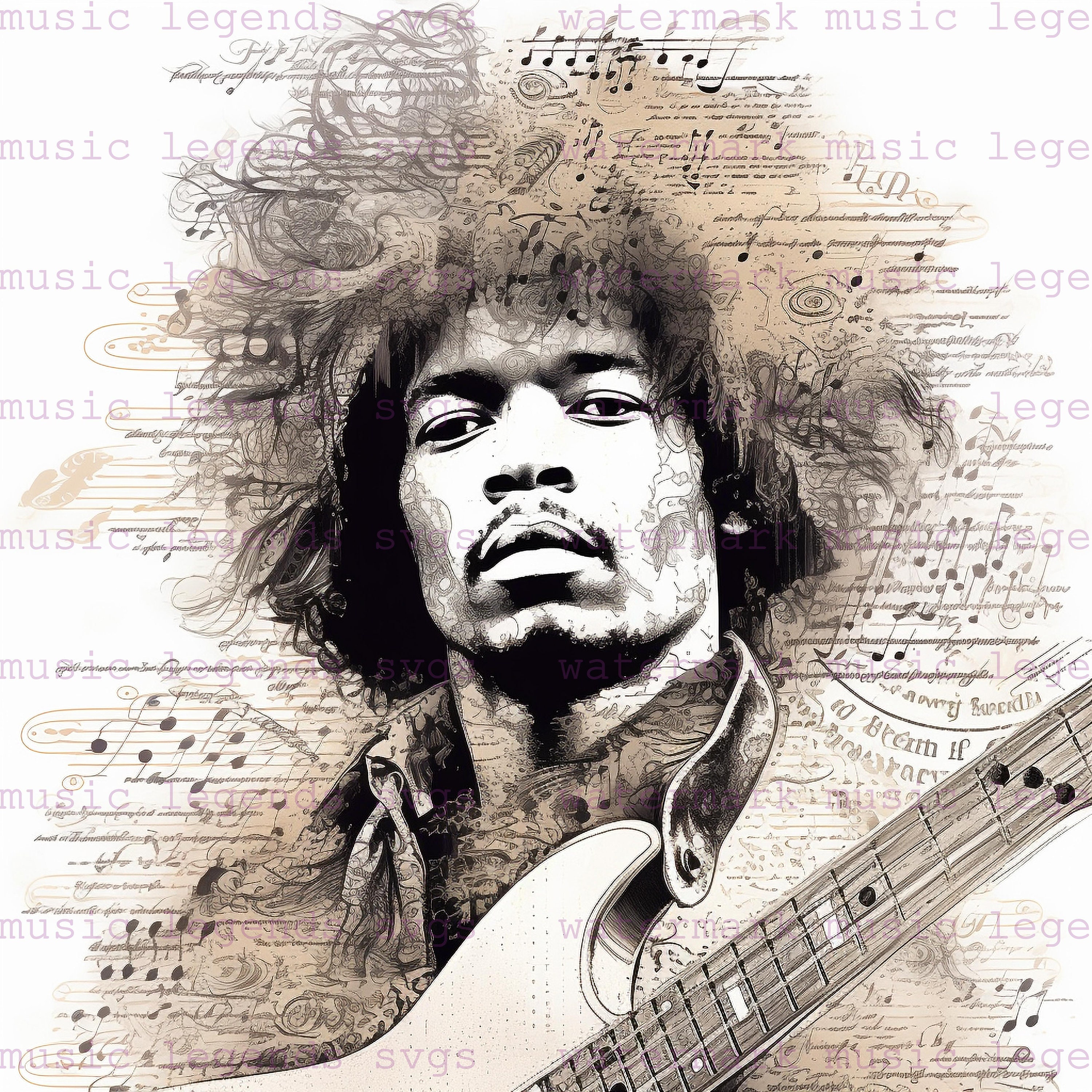 Jimi Hendrix's Melodic Mastery SVG Portrait Artwork Bundle - Etsy