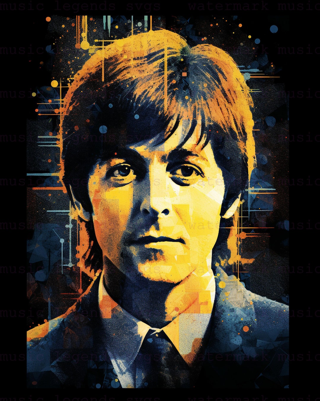 Artistic Portrait of Paul Mccartney,digital SVG/PNG Portrait - Etsy
