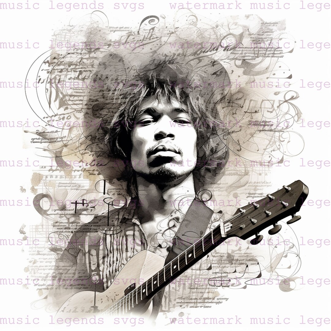 Jimi Hendrix's Melodic Mastery SVG Portrait Artwork Bundle - Etsy