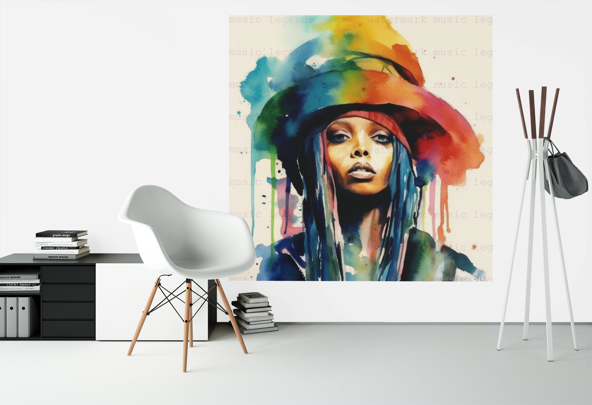 Watercolor Art Portrait of Erykah Badu Digital SVG/PNG - Etsy