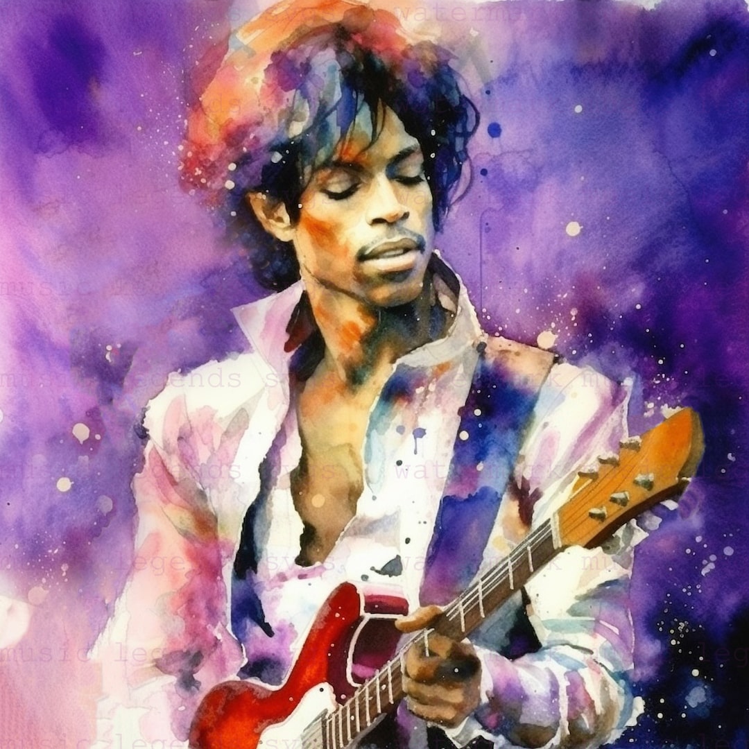Purple Rain, Prince Birthday Art Watercolor Digital SVG/PNG Portrait ...