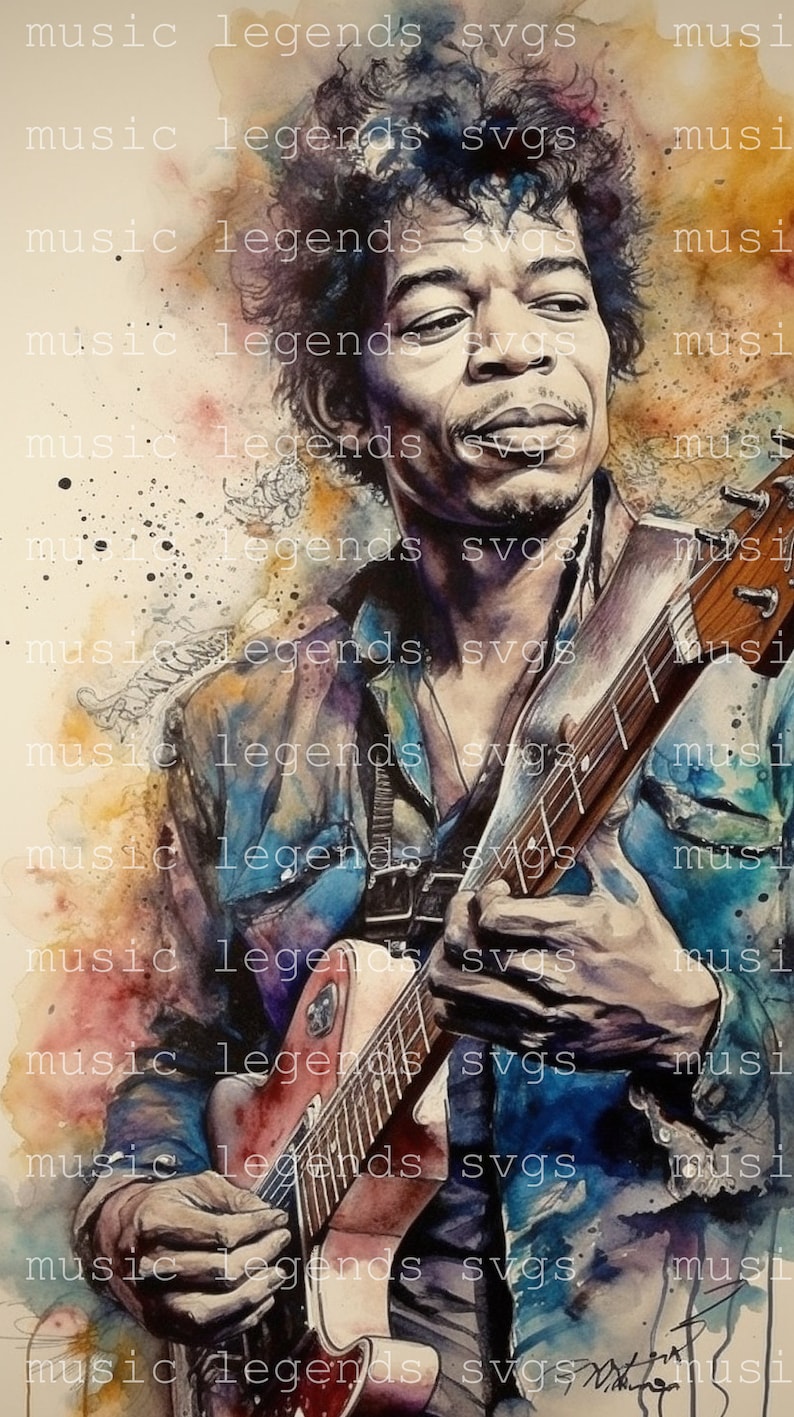 Jimi Hendrix Legendary Portrait Art Bundle, Four Iconic Images for Fans ...