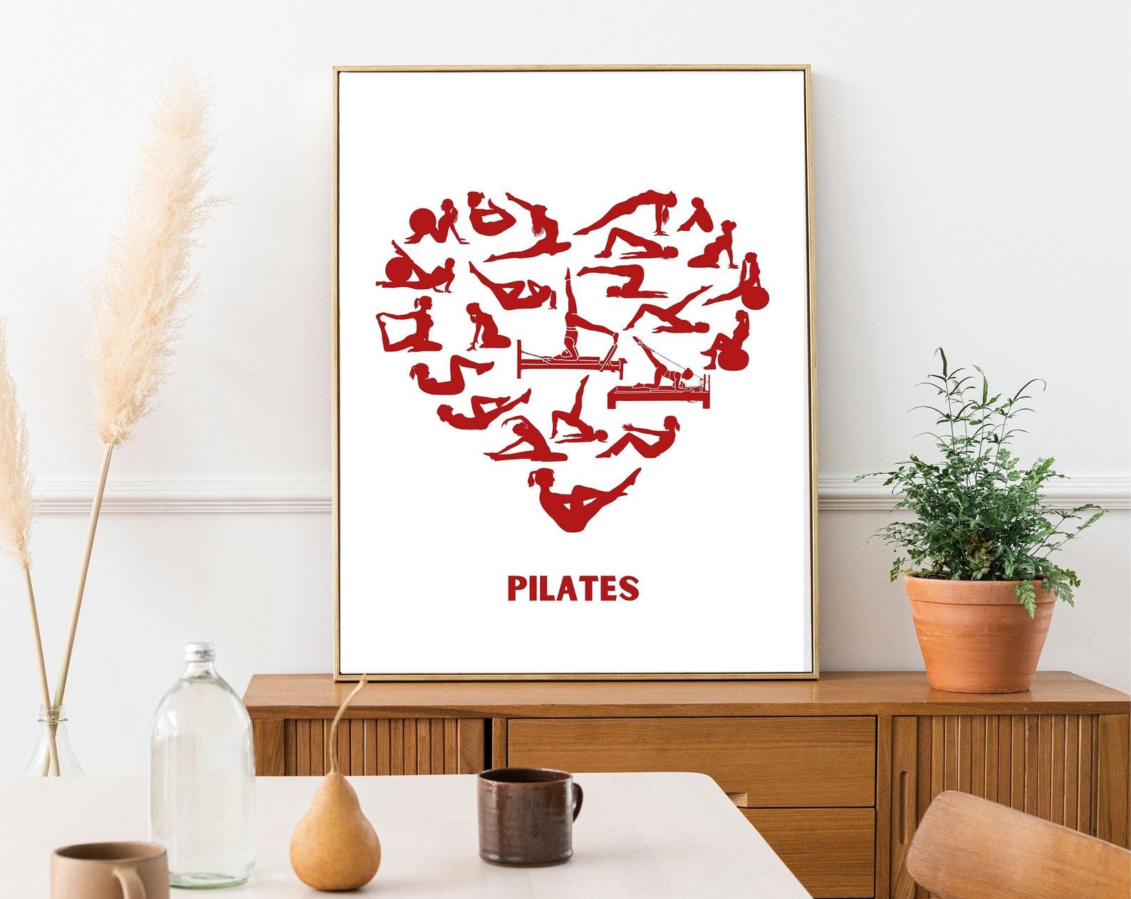 Pilates Printable Wall Art, Heart Shaped Pilates Positions, Pilates ...