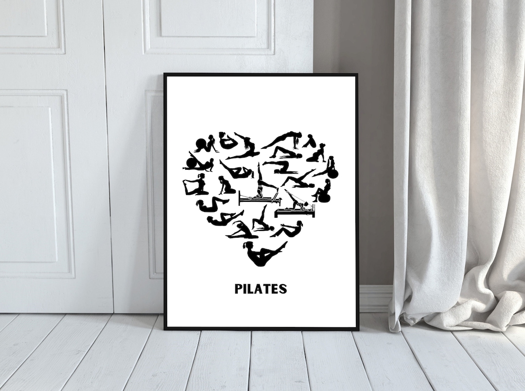 Pilates Printable Wall Art, Heart Shaped Pilates Positions, Pilates ...