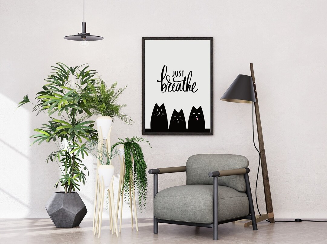 Black Cats, Cartoony, Just Breathe, Cats Illustration, Printable Wall ...