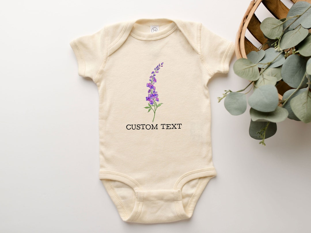 Larkspur Babysuit Birth Month Flower July Birthday Flower Baby Suit Tee ...