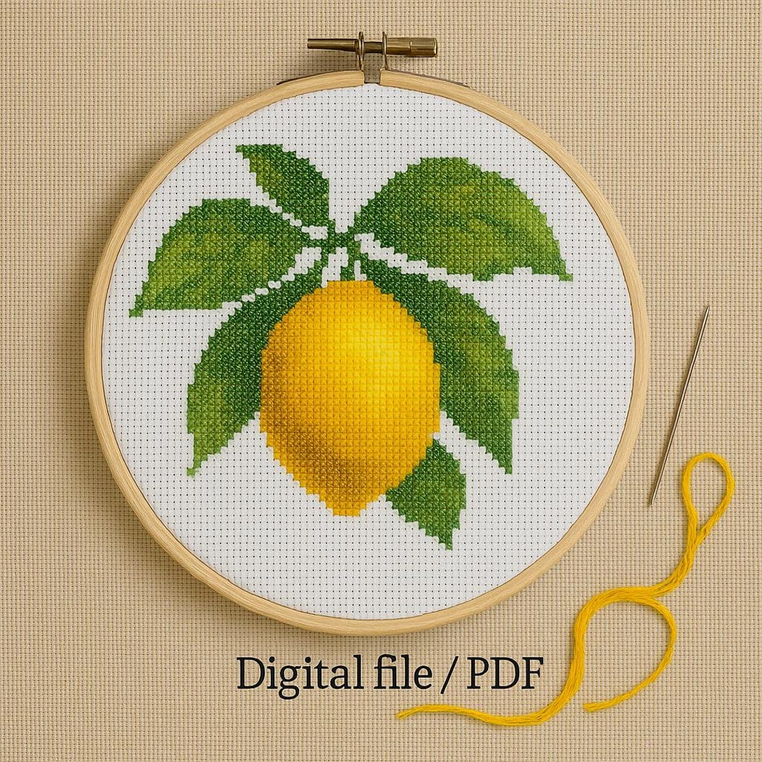 Lemon Cross Stitch Pattern PDF – Modern Citrus Embroidery Design ...