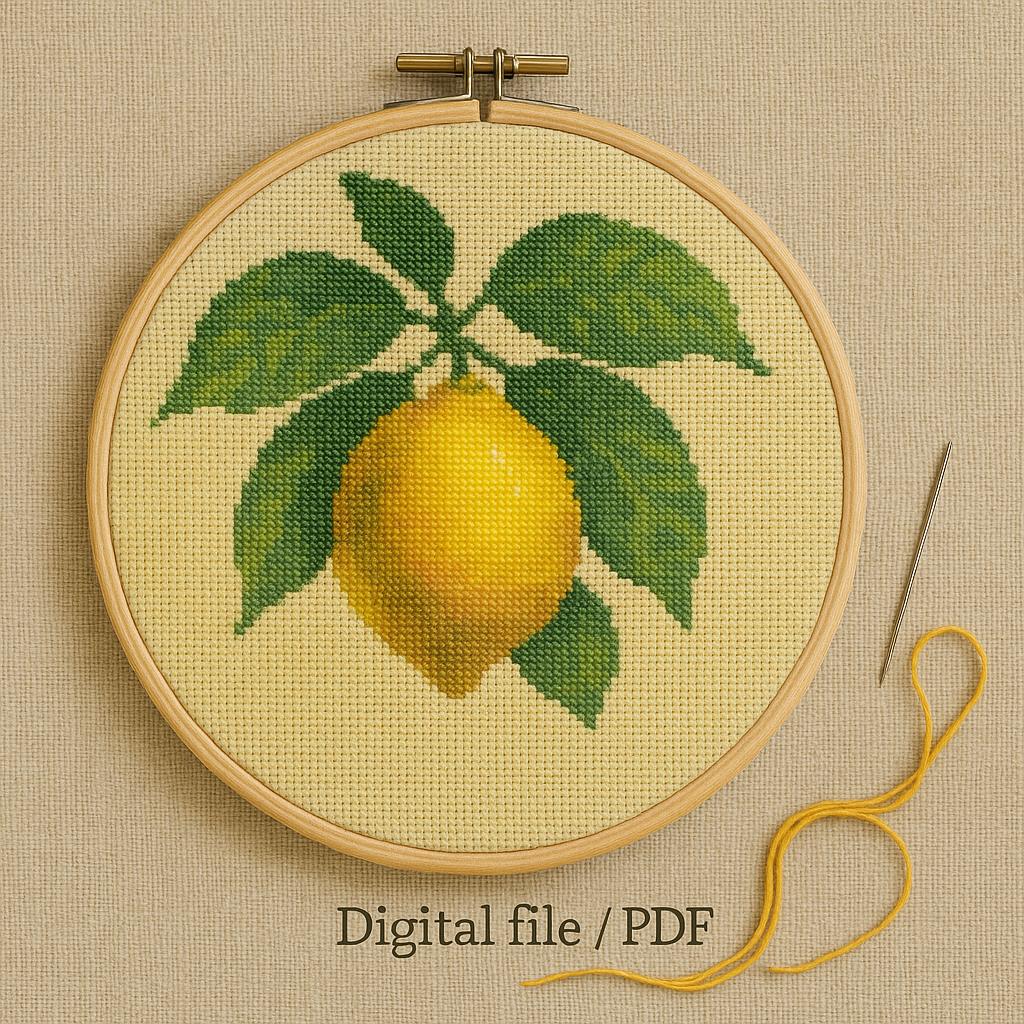 Lemon Cross Stitch Pattern PDF – Modern Citrus Embroidery Design ...