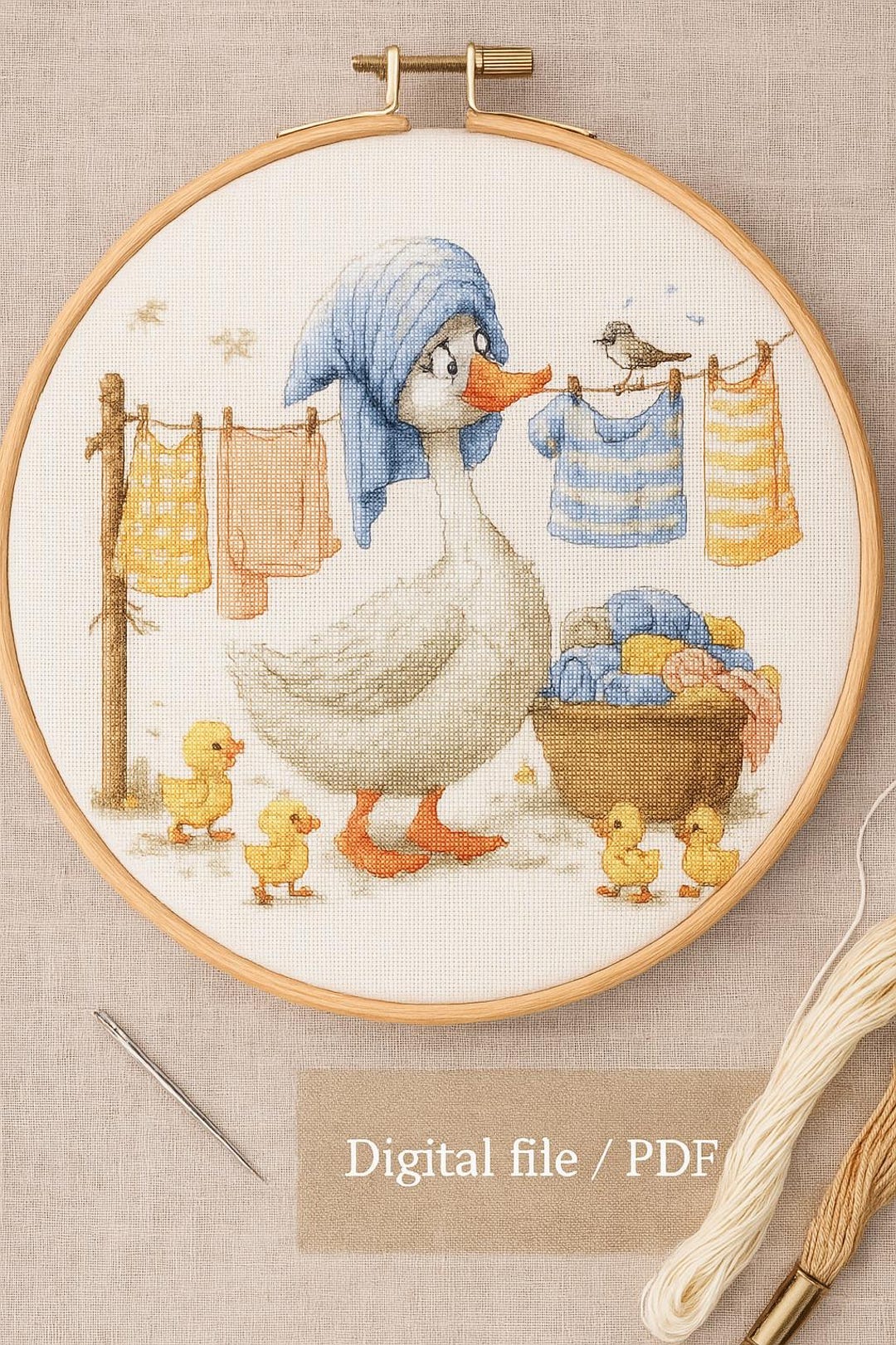Duck Family Cross Stitch Pattern | Cute Mother Duck With Ducklings ...