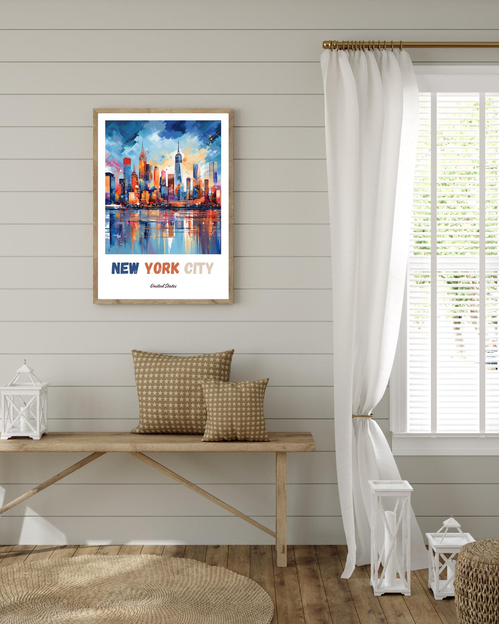 New York City Poster, Abstract New York Skyline, New York Travel Print ...