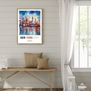 New York City Poster, Abstract New York Skyline, New York Travel Print ...