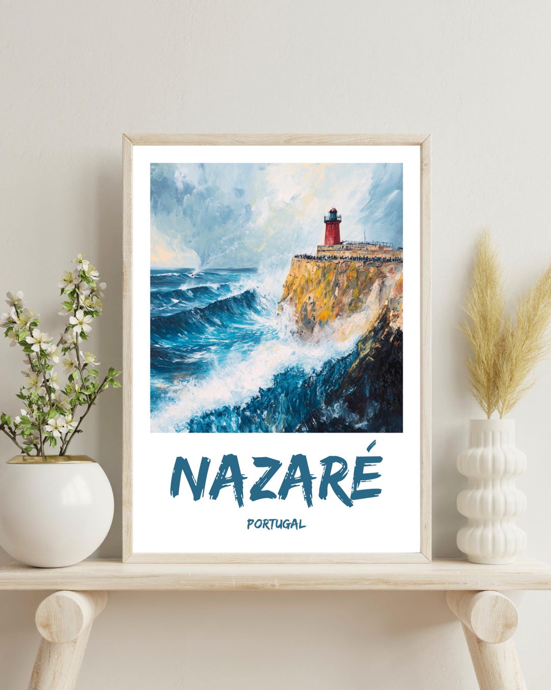 Nazare Portugal Poster, Nazare Print, Nazare Travel Art, Nazare Travel ...