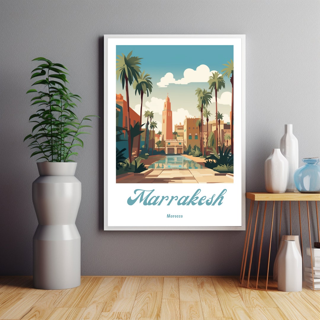 Marrakesh Poster, Marrakesh Travel Poster, Morocco Art, Unique Wedding ...