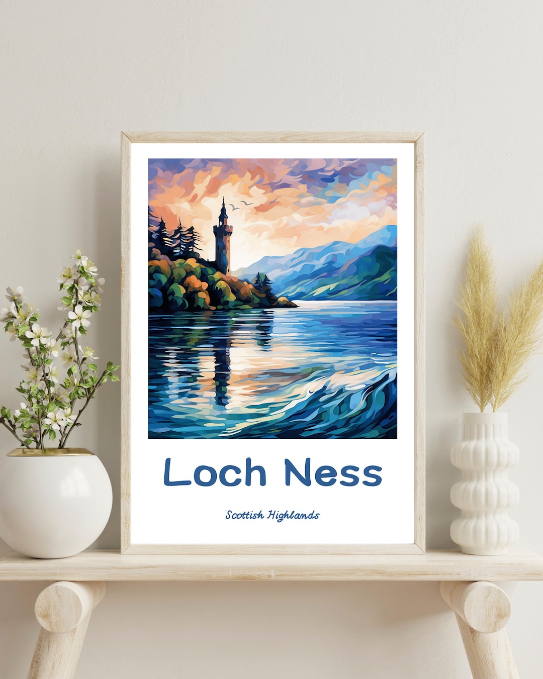 Loch Ness Poster, Loch Ness Landscape Travel Poster, Loch Ness Scotland ...