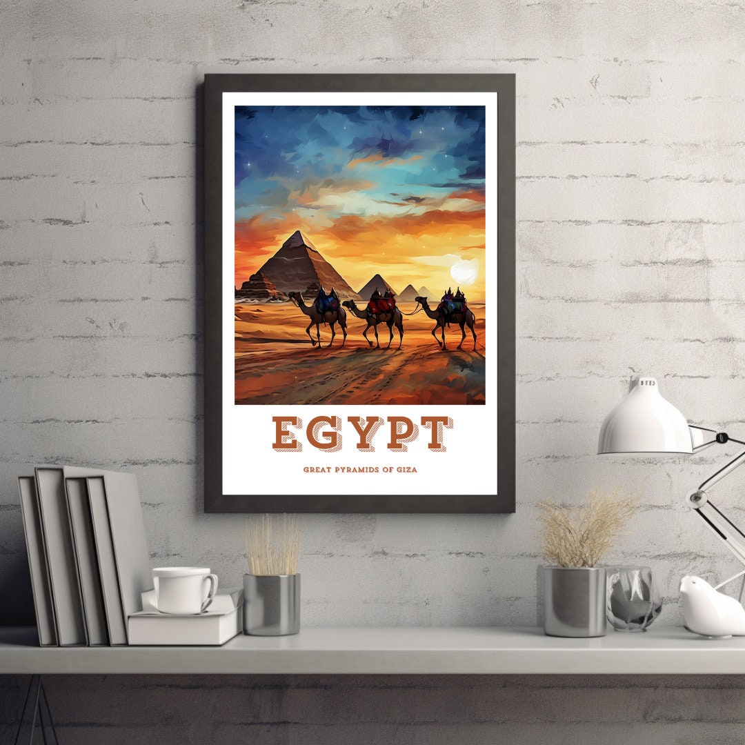 Egypt Poster Pyramids of Giza Print Giza Travel Poster Giza - Etsy