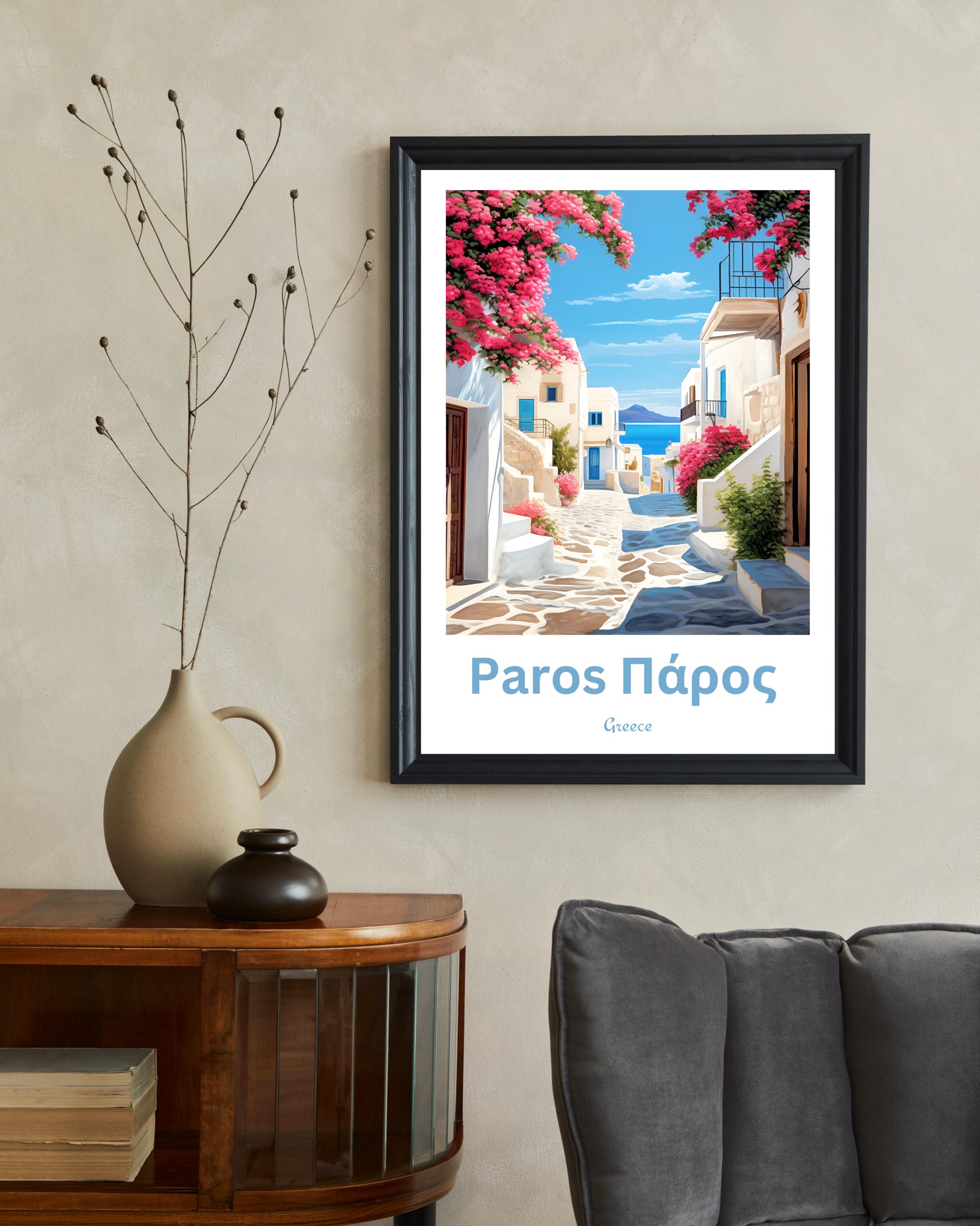 Paros Poster, Paros Travel Print, Paros Travel Art Gift, Greece Art ...