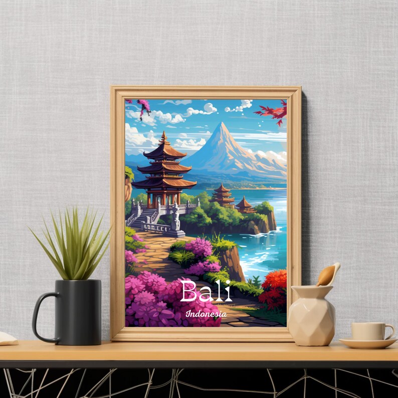 Bali Poster, Balinese Travel Poster, Tropical Print of Bali, Bali Wall ...
