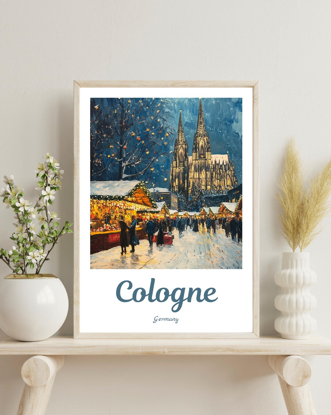 Cologne Poster, Cologne Winter Wonderland Wall Art, Cologne Christmas ...