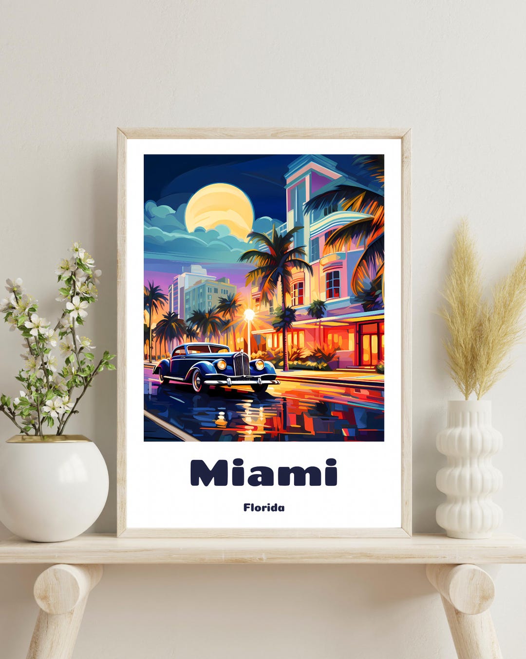 Miami Poster, Miami Travel Art, United States, Birthday Present ...