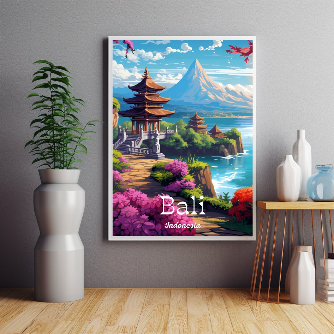 Bali Poster, Balinese Travel Poster, Tropical Print of Bali, Bali Wall ...