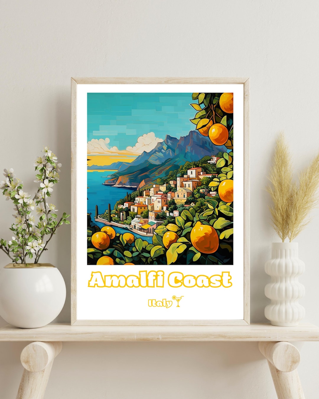 Amalfi Coast Poster, Amalfi Coast Travel Poster, Sorrento Lemon Amalfi Print, Italy Wall Art ...