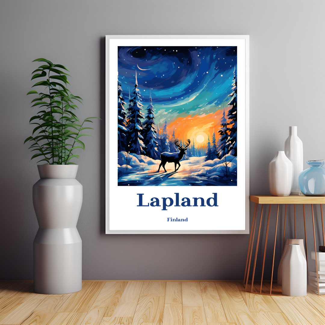 Lapland Poster, Lapland Travel Print, Scandinavia Travel Gift ...