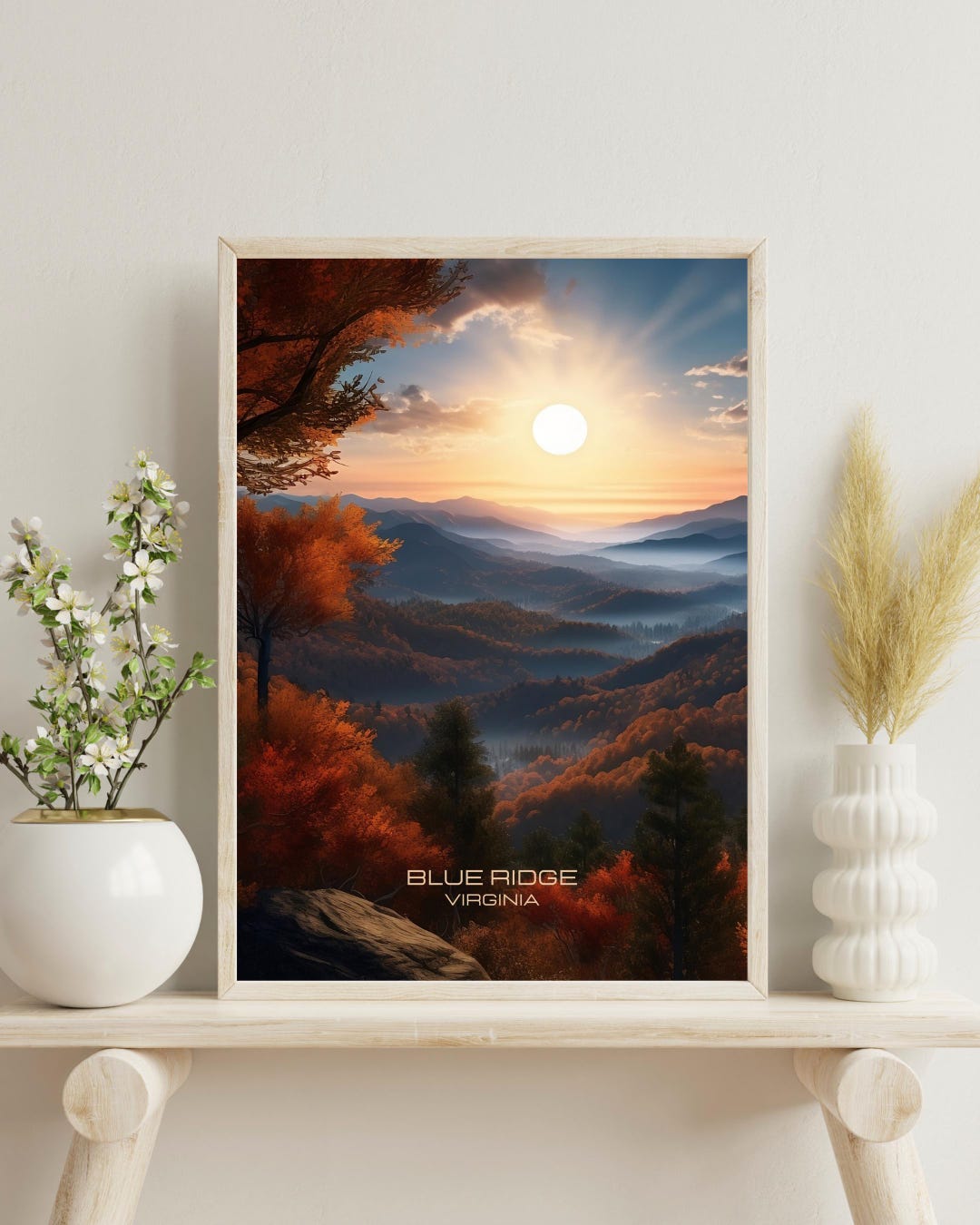 Blue Ridge Mountains Poster, Blue Ridge Parkway Travel Poster, Blue ...