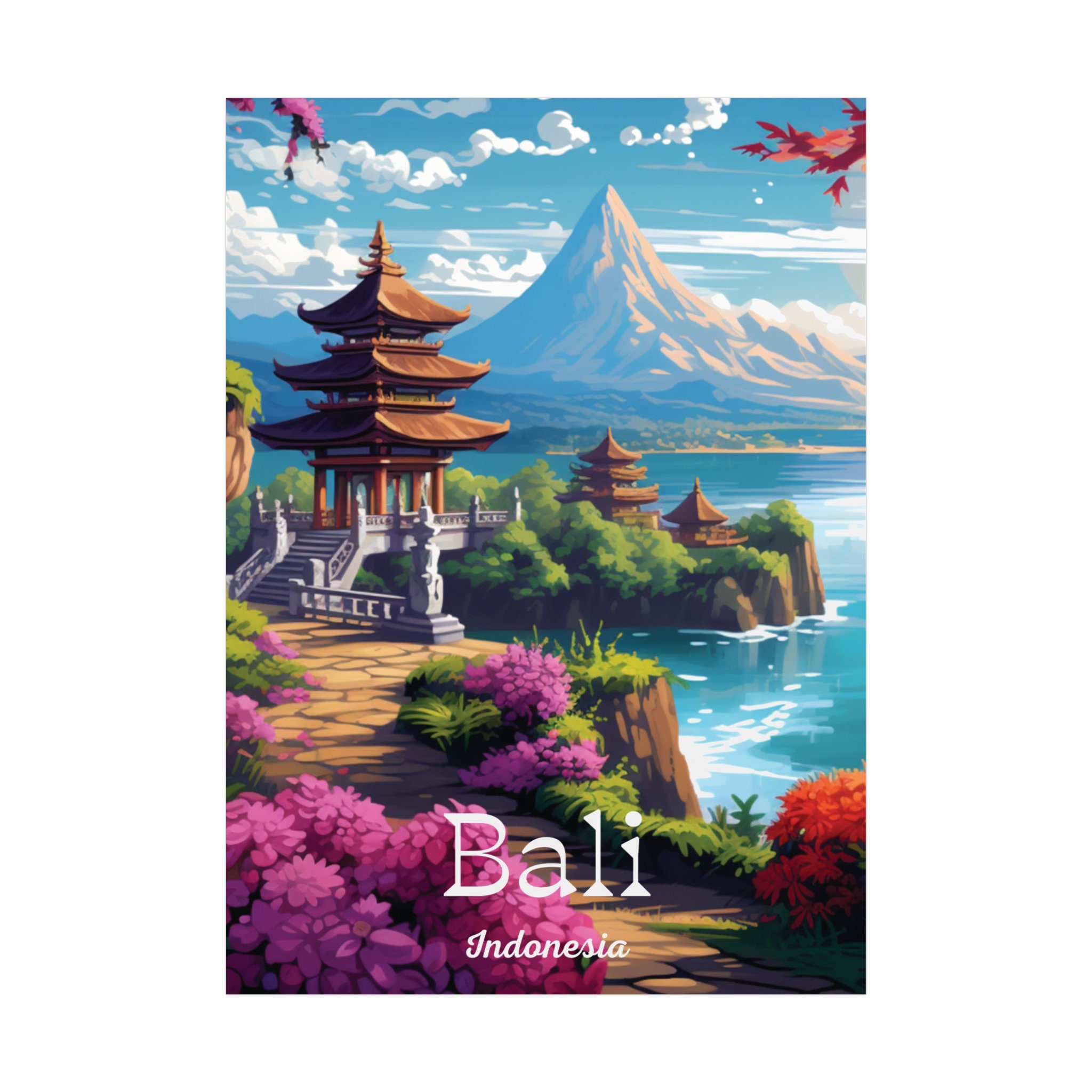Bali Poster, Balinese Travel Poster, Tropical Print of Bali, Bali Wall ...