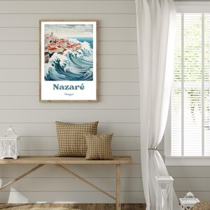 Nazare Poster, Nazare Print, Nazare Travel Art, Nazare Travel Poster ...