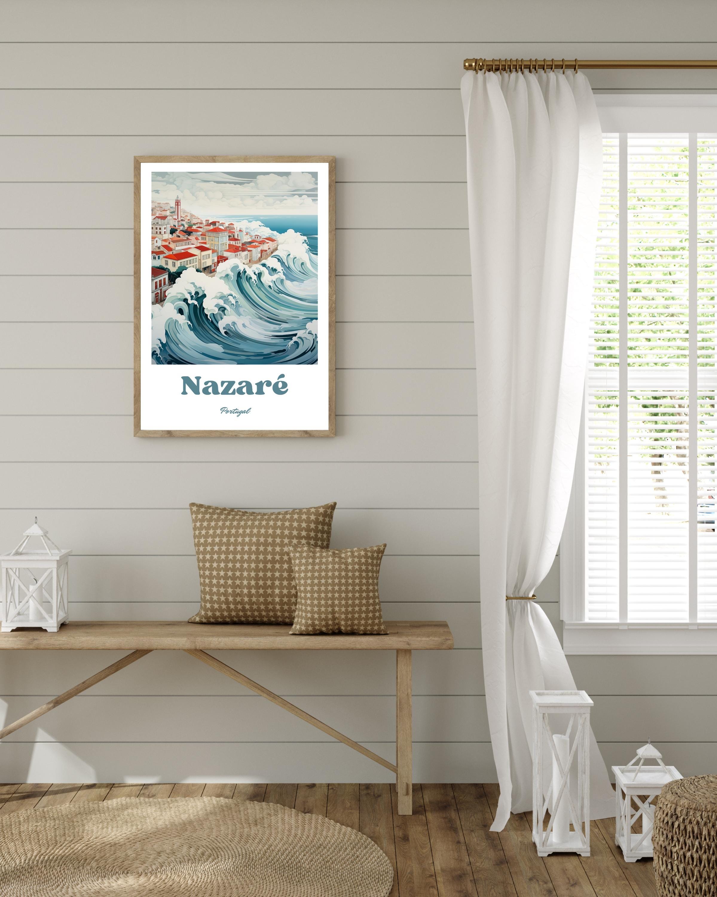 Nazare Poster, Nazare Print, Nazare Travel Art, Nazare Travel Poster ...