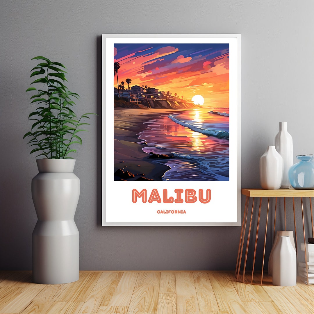 Malibu Poster, Malibu Print, Malibu Traditional Travel Print ...