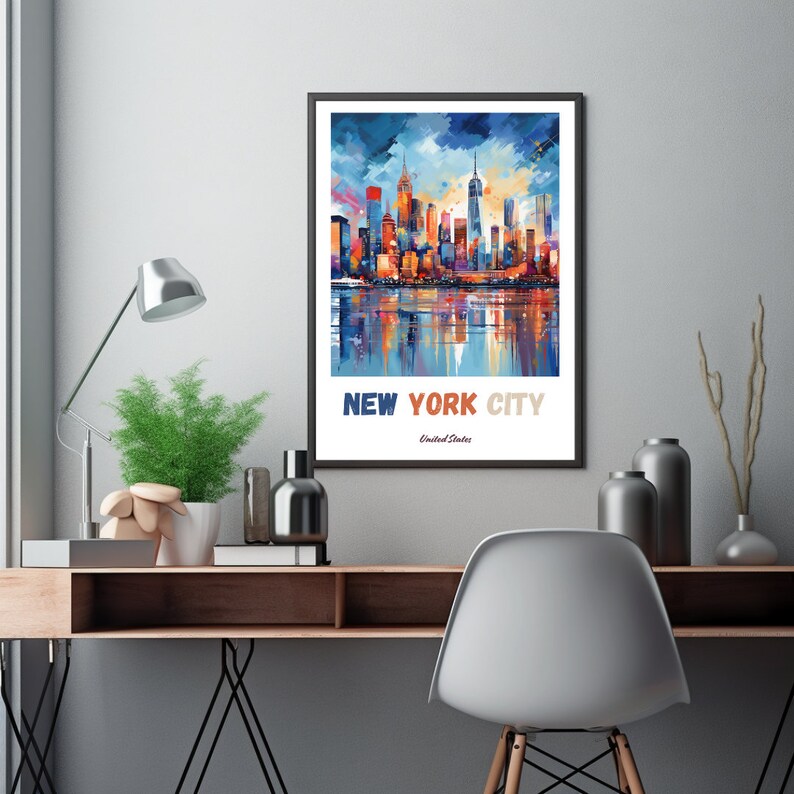 New York City Poster, Abstract New York Skyline, New York Travel Print ...