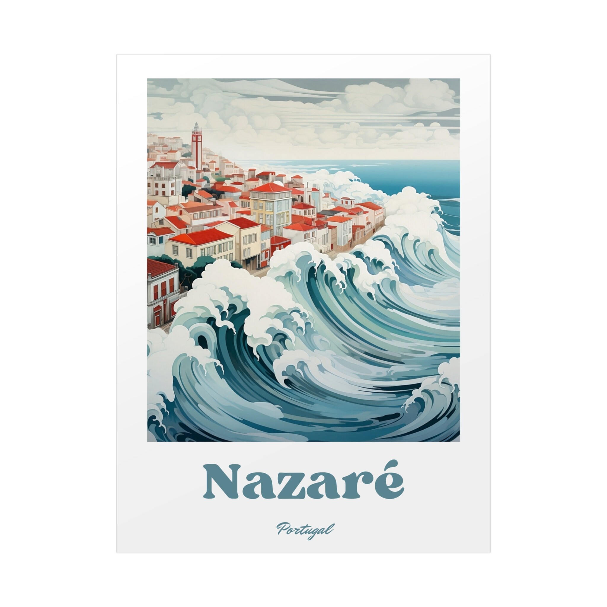 Nazare Poster, Nazare Print, Nazare Travel Art, Nazare Travel Poster ...