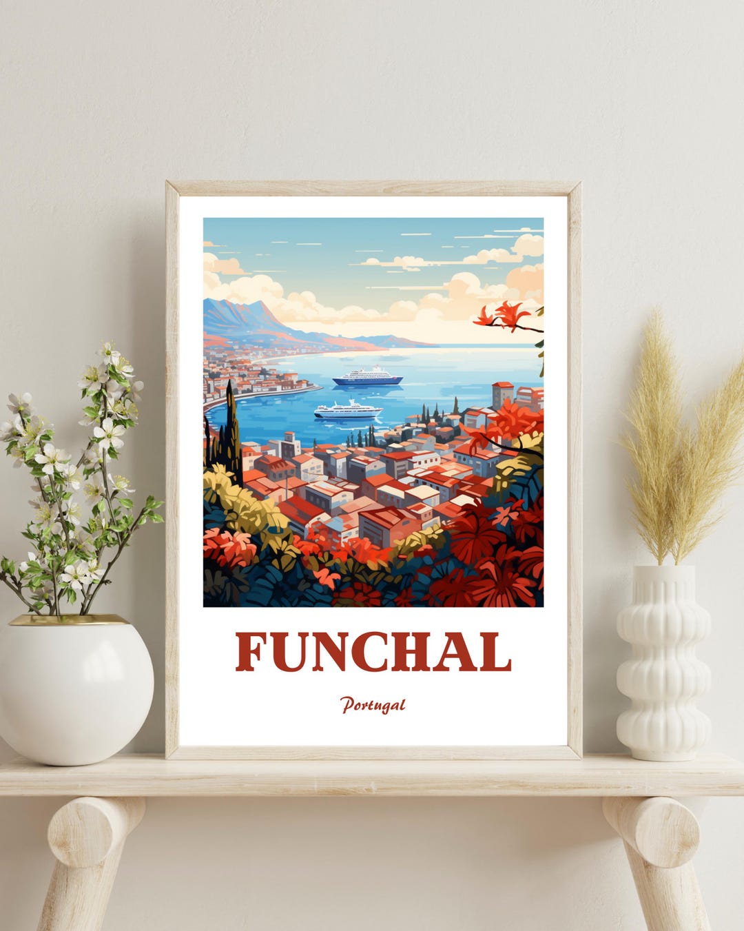 Funchal Poster, Madeira Poster, Funchal Madeira Print, Portugal Wall ...